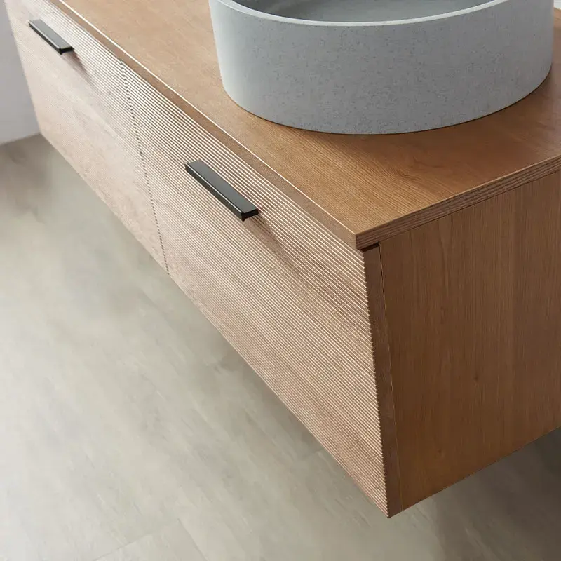 Meuble à poser 120 cm, 2 tiroirs bois massif Noyer, Rive Gauche