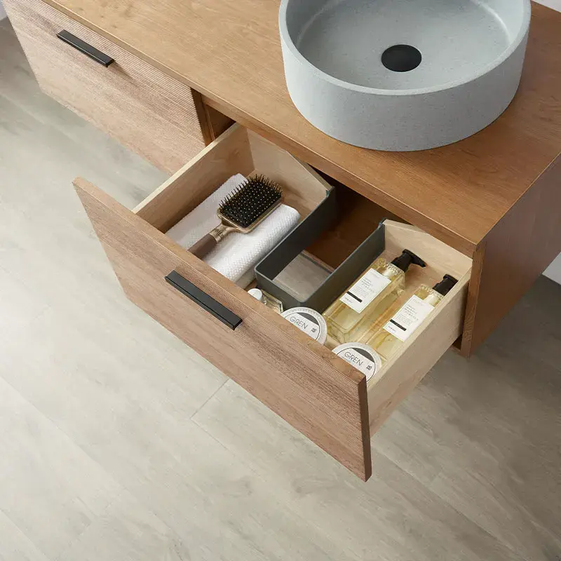 Meuble à poser 120 cm, 2 tiroirs bois massif Noyer, Rive Gauche