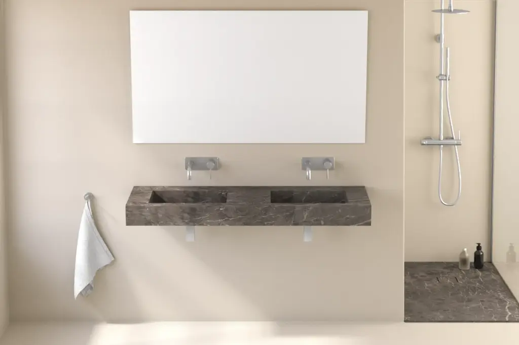 Double vasque suspendue marbre