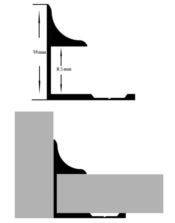 Profilé aluminium ANGLE RENTRANT ALU GRIS
