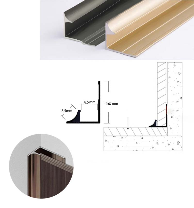 Profilé aluminium ANGLE RENTRANT ALU GRIS