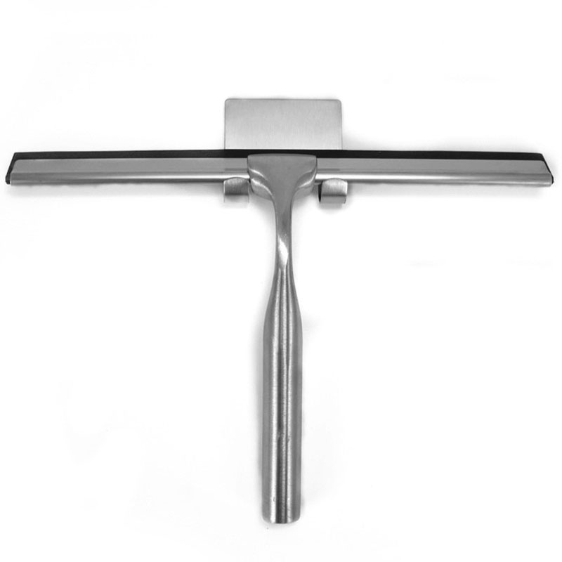 Raclette essuie vitre Châtelet avec support mural, inox brossé