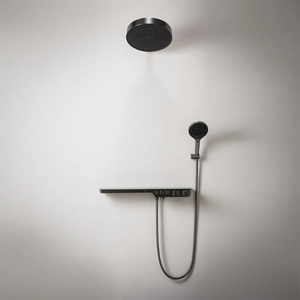 Composition douche encastrée Bruma Gun Métal – Design & Thermostat précis